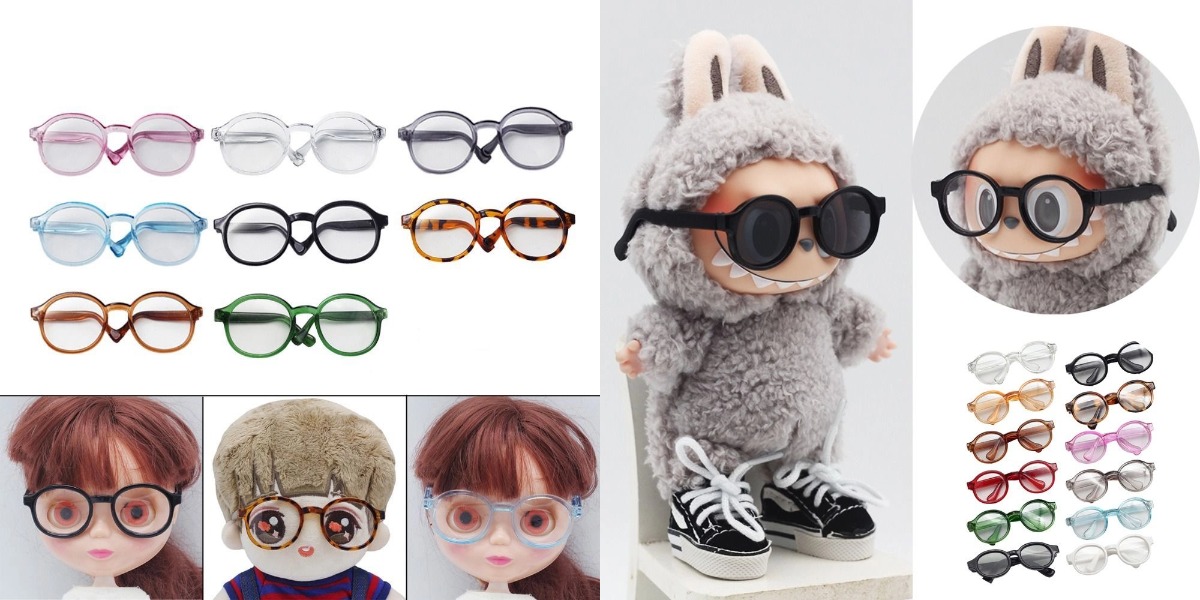 OLINI Plush Labubu Doll Glasses, Plastic Multicolor Labubu Doll Eyewear ...