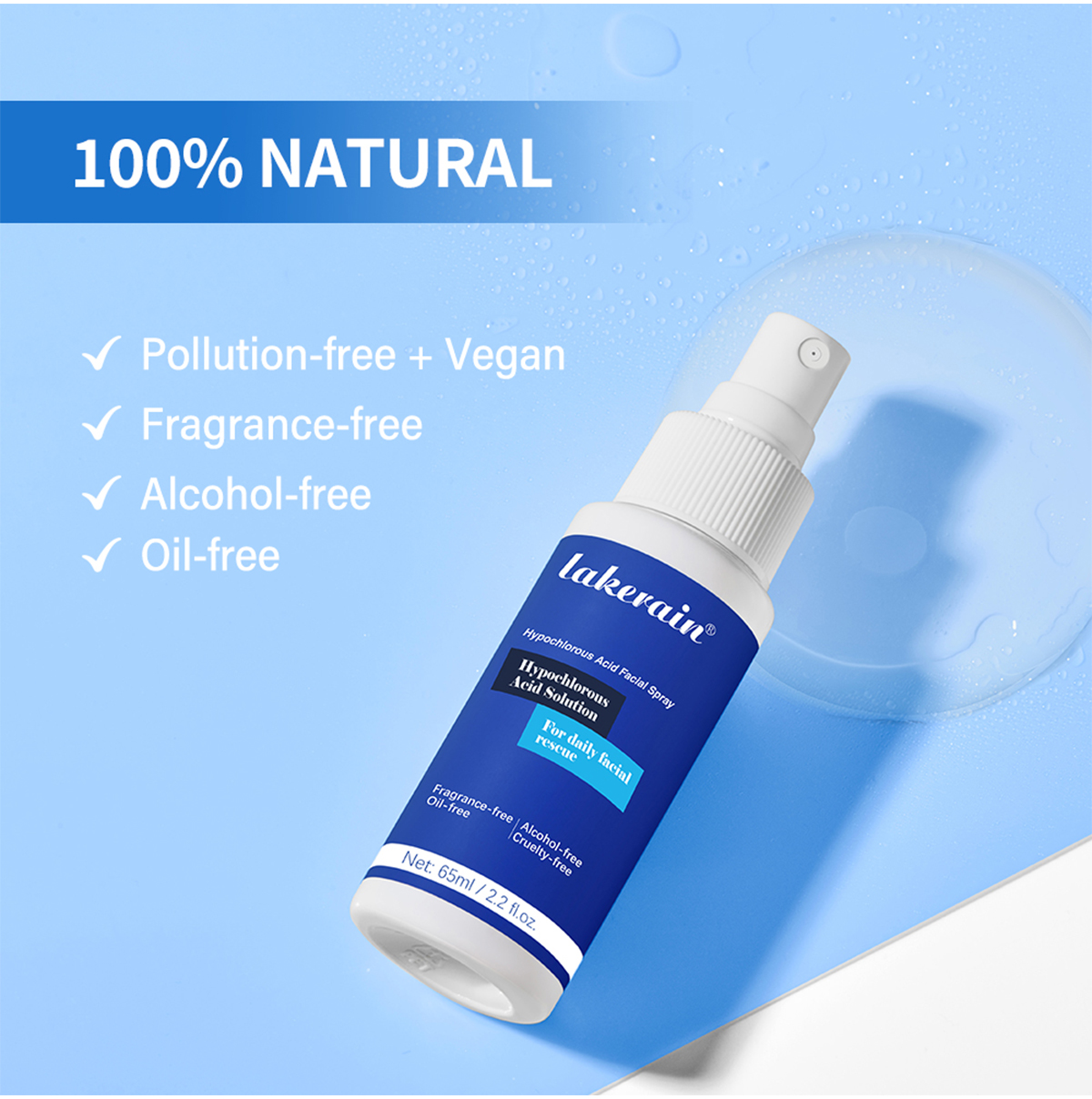 Lakerain 60ml Daily Rescue Facial Spray For Sensitive Skin，HypoChlor ...