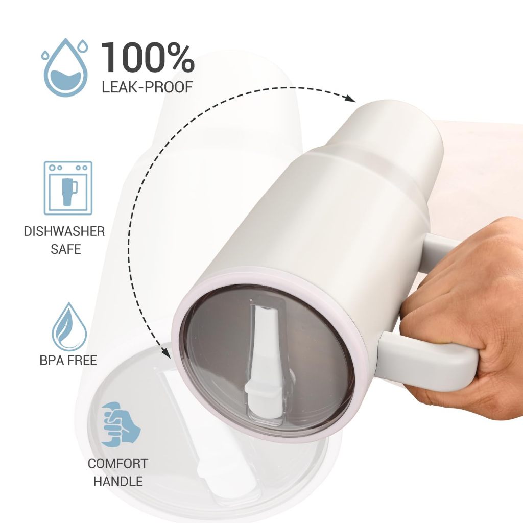 1200ML Reusable Straw Cup Water Bottle Cold Coffee botol air Tumbler ...