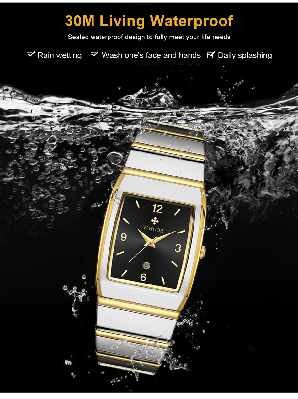 WWOOR Luxury Business Quartz Watch Men's Office Wine Bucket Waterproof ...