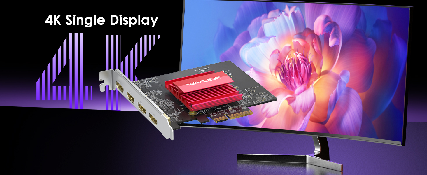 WAVLINK PCIe to Quad 4K HDMI Graphics Card with DisplayLink 4 HDMI ...