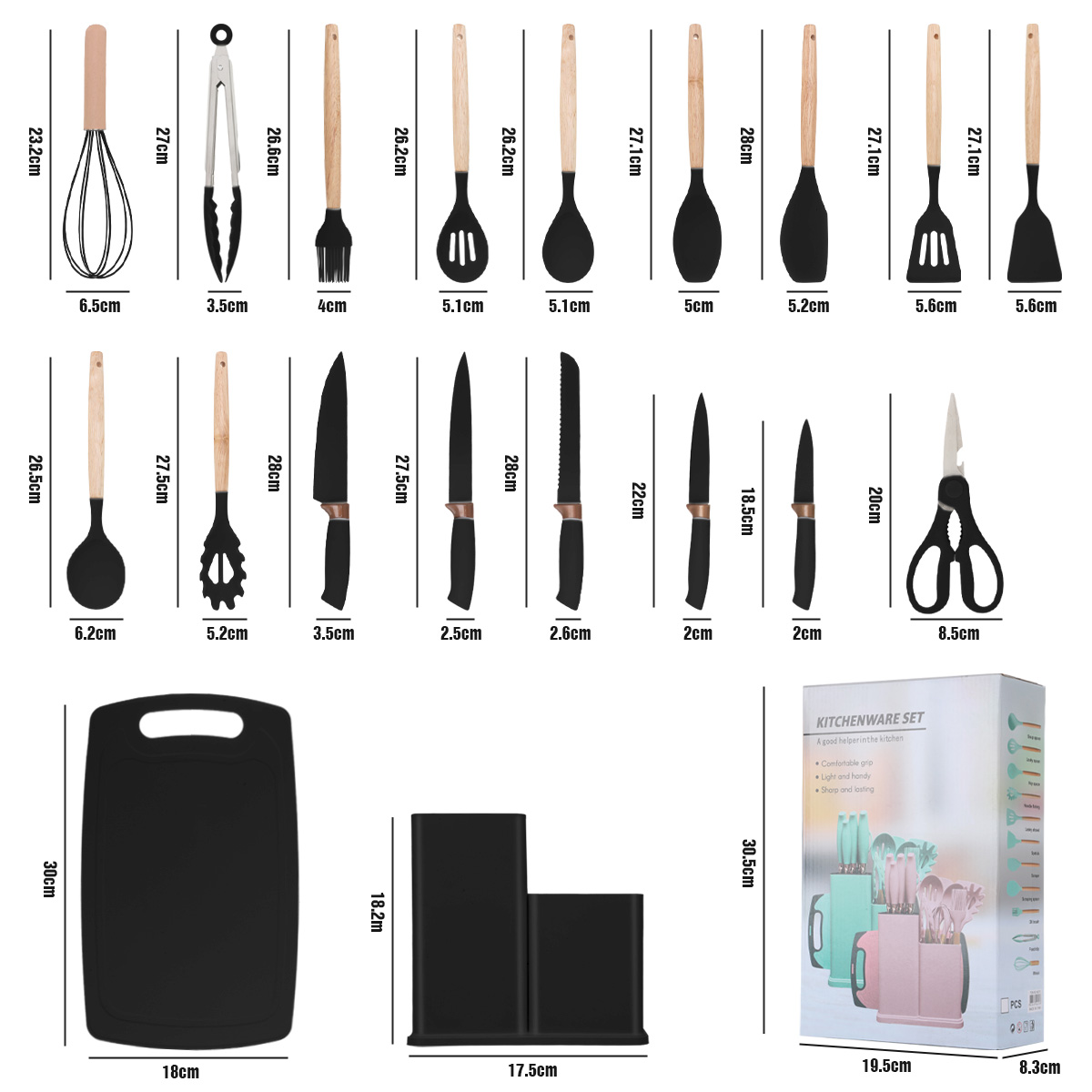 Buriny 19PCS/Set, Kitchenware Set Cooking Tools Set Cutleries Set Sudip ...