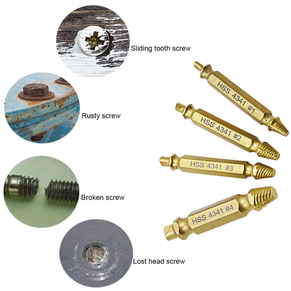 6PCS extractor double headed screw sliding tooth removal tool ...