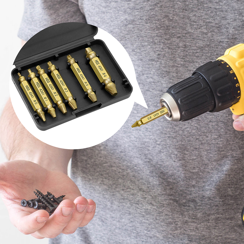 6PCS extractor double headed screw sliding tooth removal tool ...