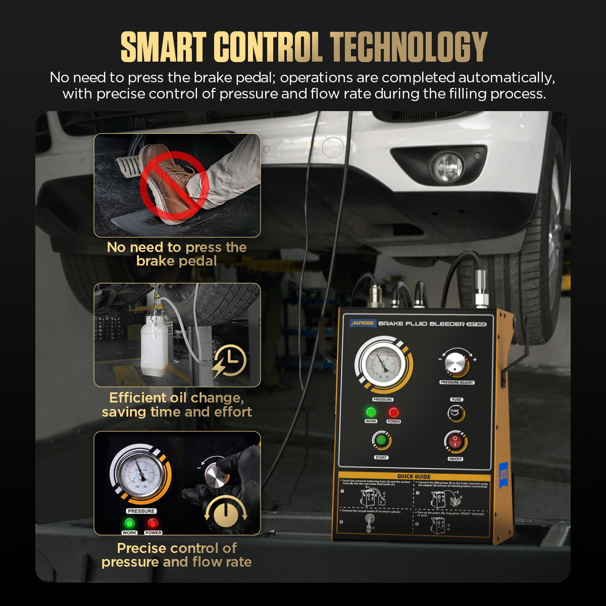 AUTOOL AST603 Brake Fluid Bleeder Adjustable Pulsating Oil Change Smart ...