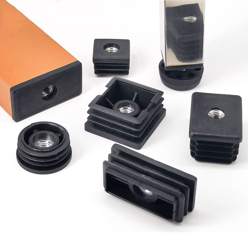 M8 M10 Plastic with Nut Hole Square/Round Pipe Plugs Adjustable Square ...