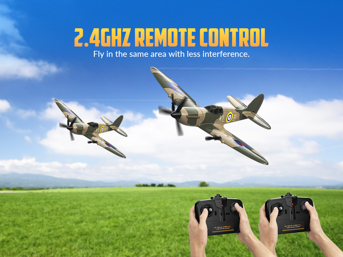 VOLANTEXRC RC Plane 3 Channel Remote Control Airplane Fighter Spitfire ...