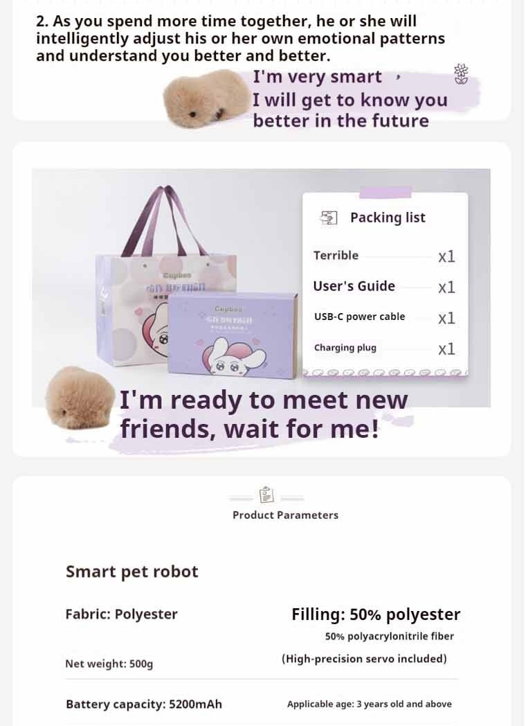 Cupboo AI intelligent pet emotional robot plush machine pet cub ...