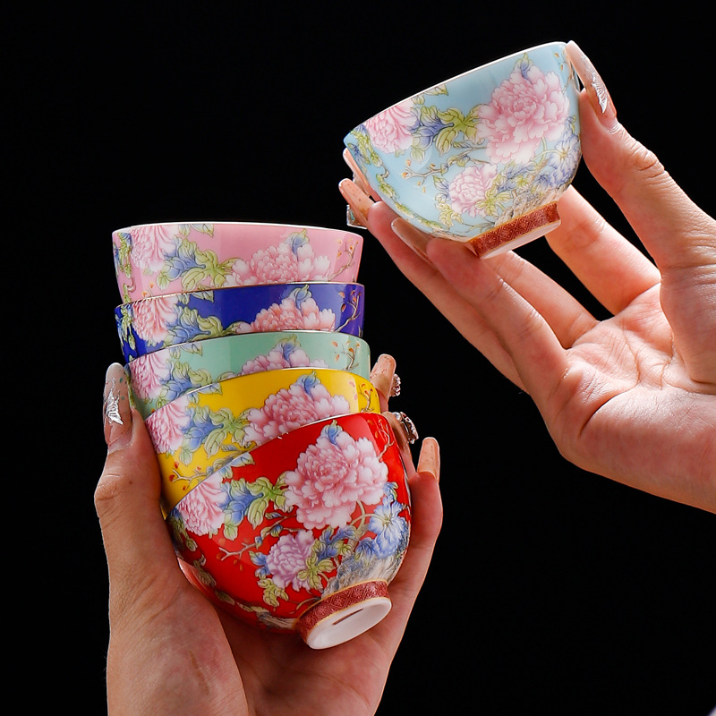 🔥Ship Locally🔥珐琅彩贴花茶杯礼盒 Master Cup 6 PCS Ladies Teacup Set chinese tea ...