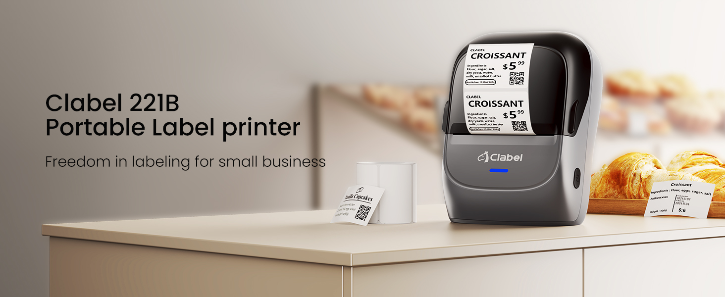 CLABEL Label Maker 221B Black Labeler Portable Sticker Label Printer ...