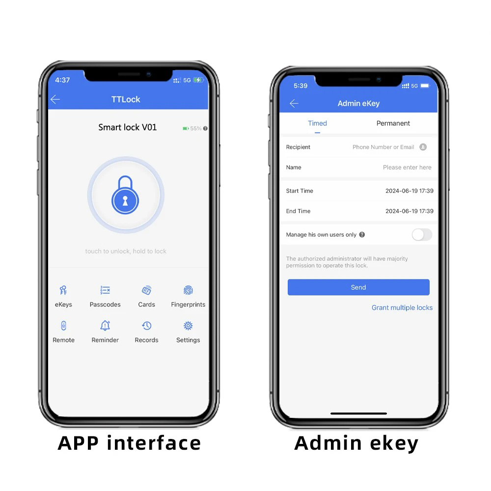 V01 TTlock Full-auto Digital Lock Fingerprint Smart Door Lock With APP ...