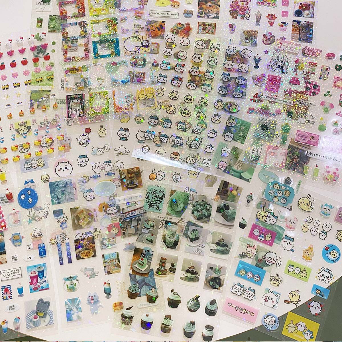 Random 5pcs Y2K PET Transparent Flash Film Sticker Clover Glitter Box ...