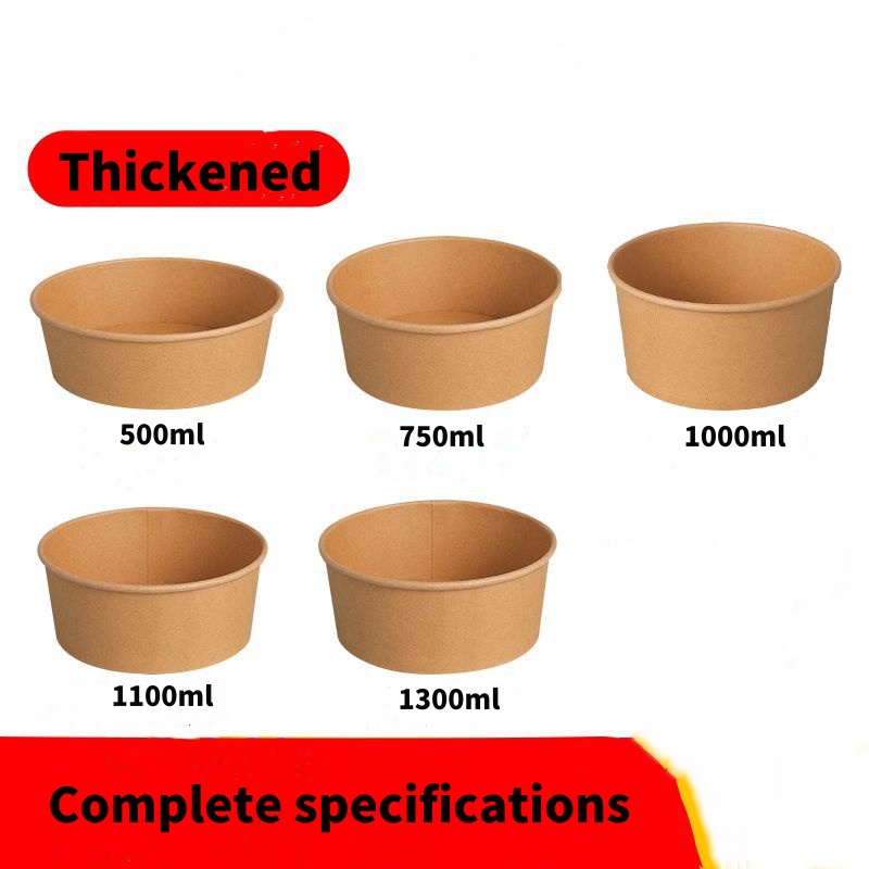 Disposable Kraft Brown Paper Bowls Fruit Salad Bowl Food Packaging ...