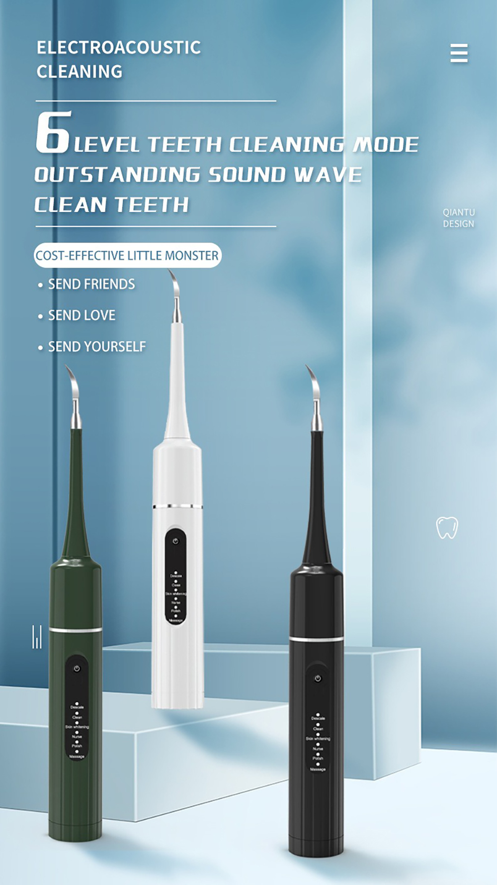 INSMART Tooth Scrubber Ultrasonic Electric Toothbrush Electric Tooth ...
