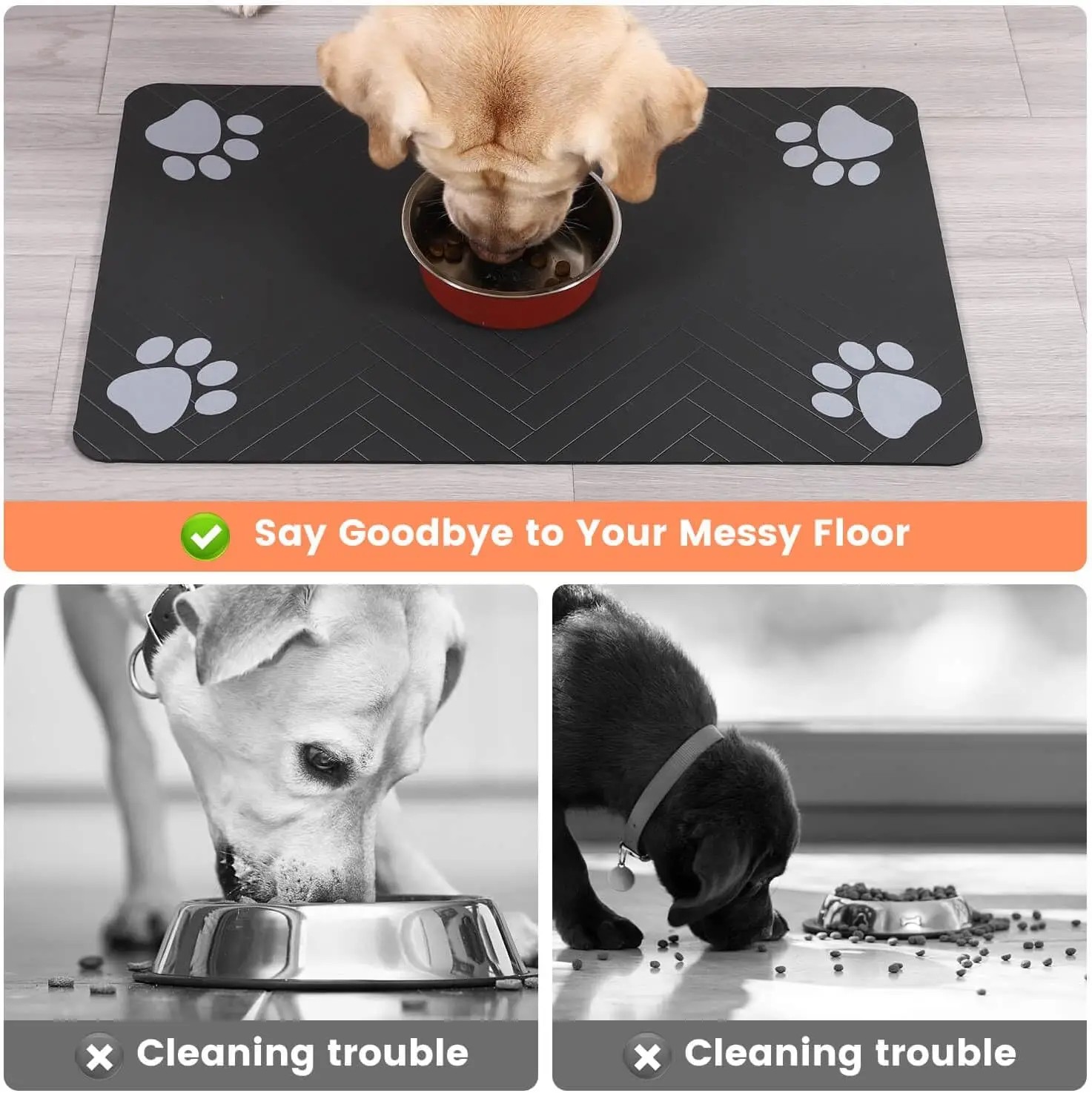 Pet Feeding Mat-Absorbent Pet Placemat for Food and Water Bowl, with ...