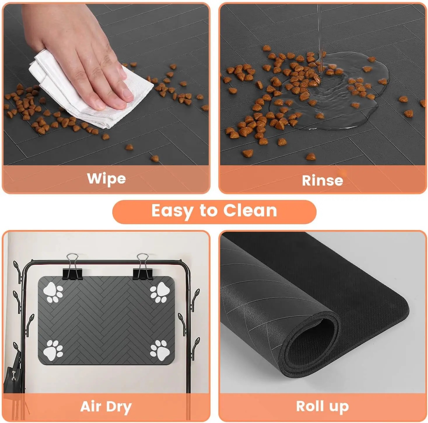 Pet Feeding Mat-Absorbent Pet Placemat for Food and Water Bowl, with ...