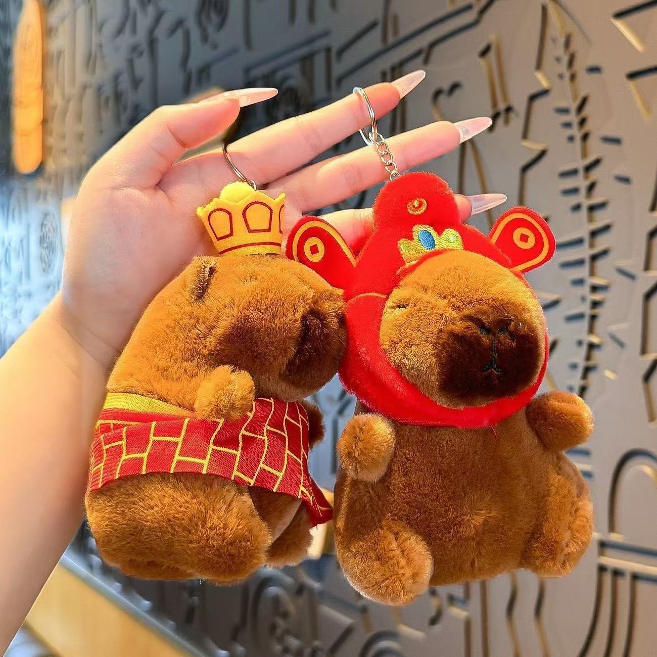 Plush capybara wire wing/wag the tail keychain cute doll couple bag ...