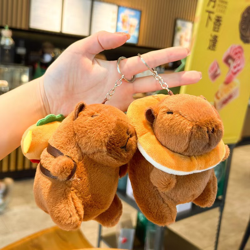 Plush capybara wire wing/wag the tail keychain cute doll couple bag ...