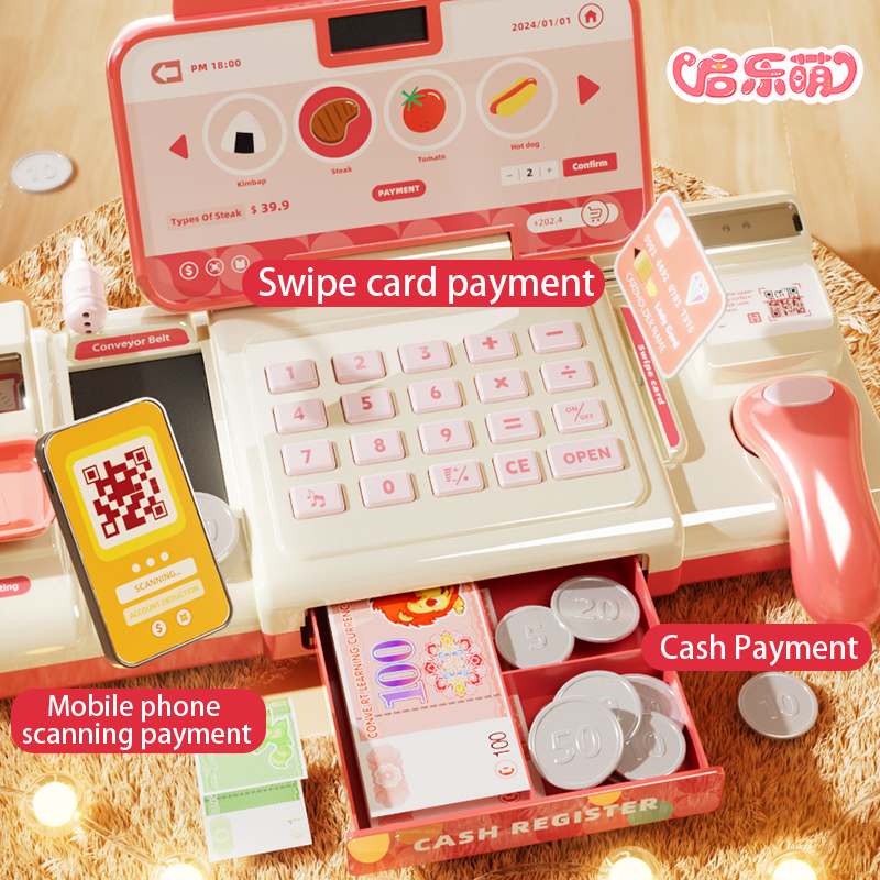 [Qilemeng] 52PCS Cash Register Toys Cashier Machine Toys Pretend Play ...