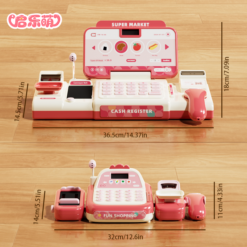 [Qilemeng] Cash Register Toys Cashier Machine Toys Pretend Play ...