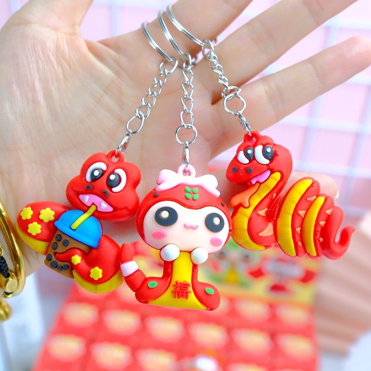 24 Snake doll blind box keychain cute Festive snake Keyring Pendant ...