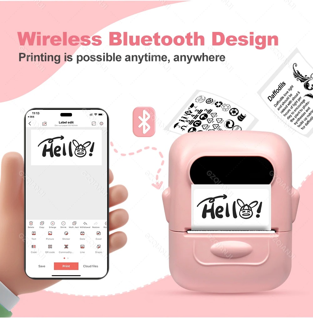 Marklife P50 Barcode Label Printer Labeling Maker Machine Mini Portable ...