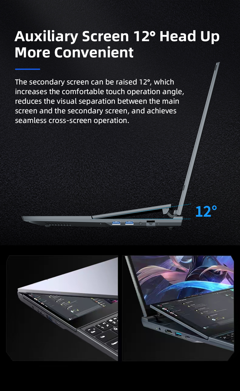 BYONE BY16 Dual Screen Laptop Intel Core i7-9750H 16.1 Inch + 14.1 Inch ...