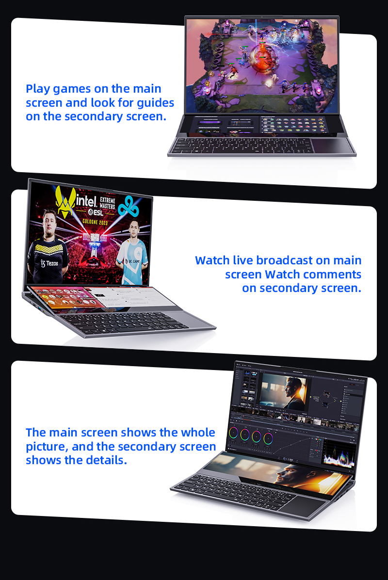 BYONE BY16 Dual Screen Laptop Intel Core i7-9750H 16.1 Inch + 14.1 Inch ...