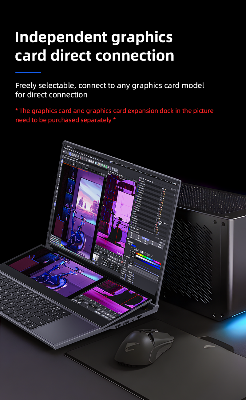 BYONE BY16 Dual Screen Laptop Intel Core i7-9750H 16.1 Inch + 14.1 Inch ...