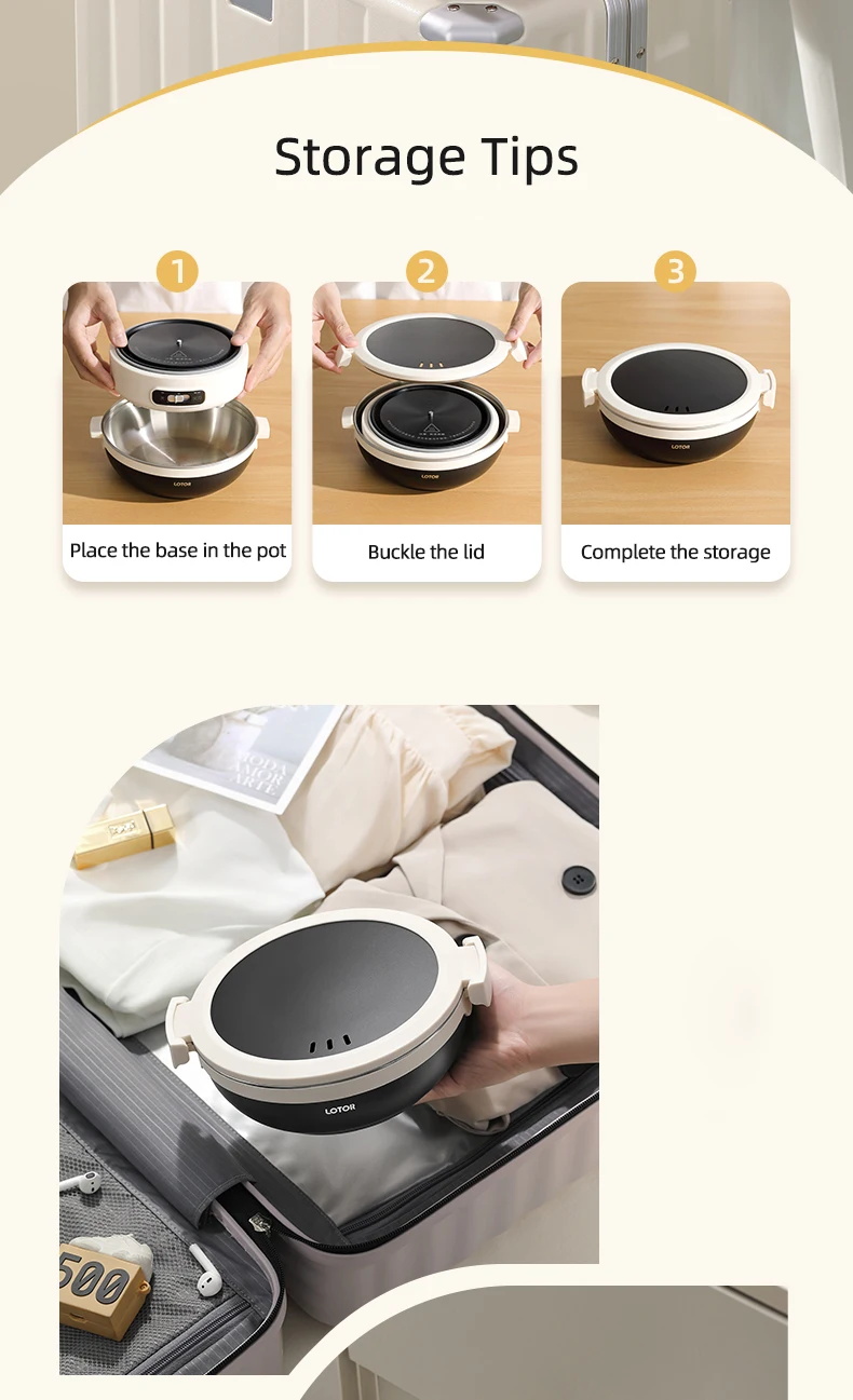 1.2L Electric Cooking Pot Portable Multicooker Travel Folded Rice ...