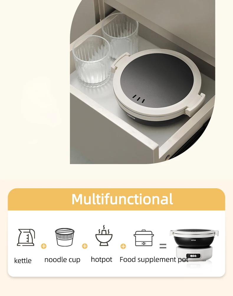 1.2L Electric Cooking Pot Portable Multicooker Travel Folded Rice ...