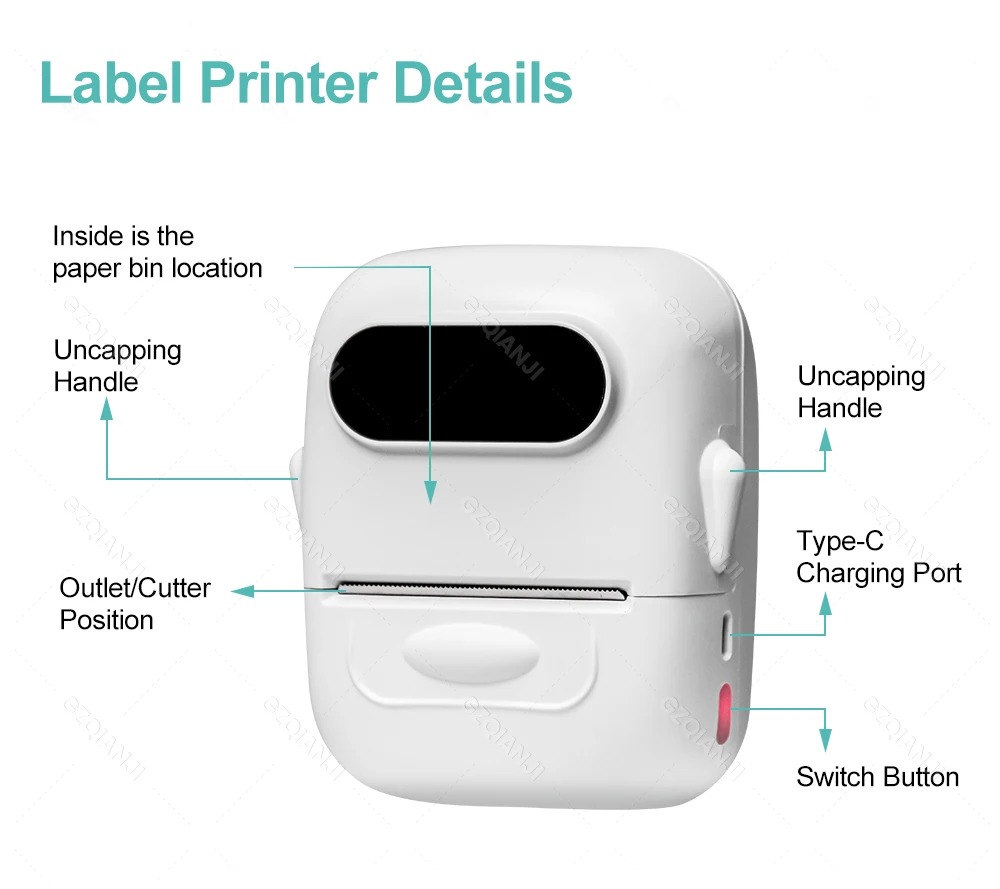 Marklife P50 Mini Label Printer Self Adhesive Portable Thermal Label ...
