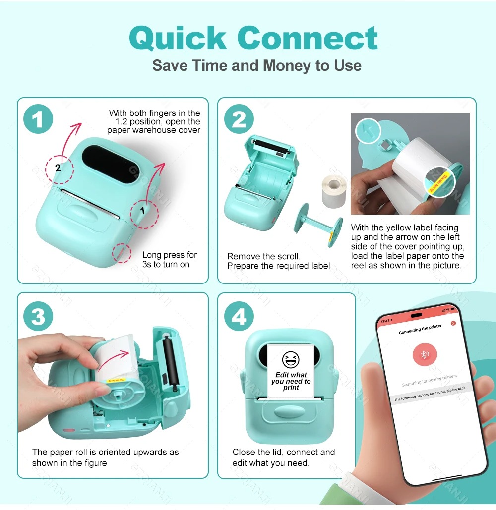 Marklife P50 Mini Label Printer Self Adhesive Portable Thermal Label ...