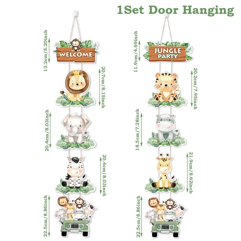 10Pcs Welcome Jungle Party Door Banner Safari Theme Door Hanging Boys ...