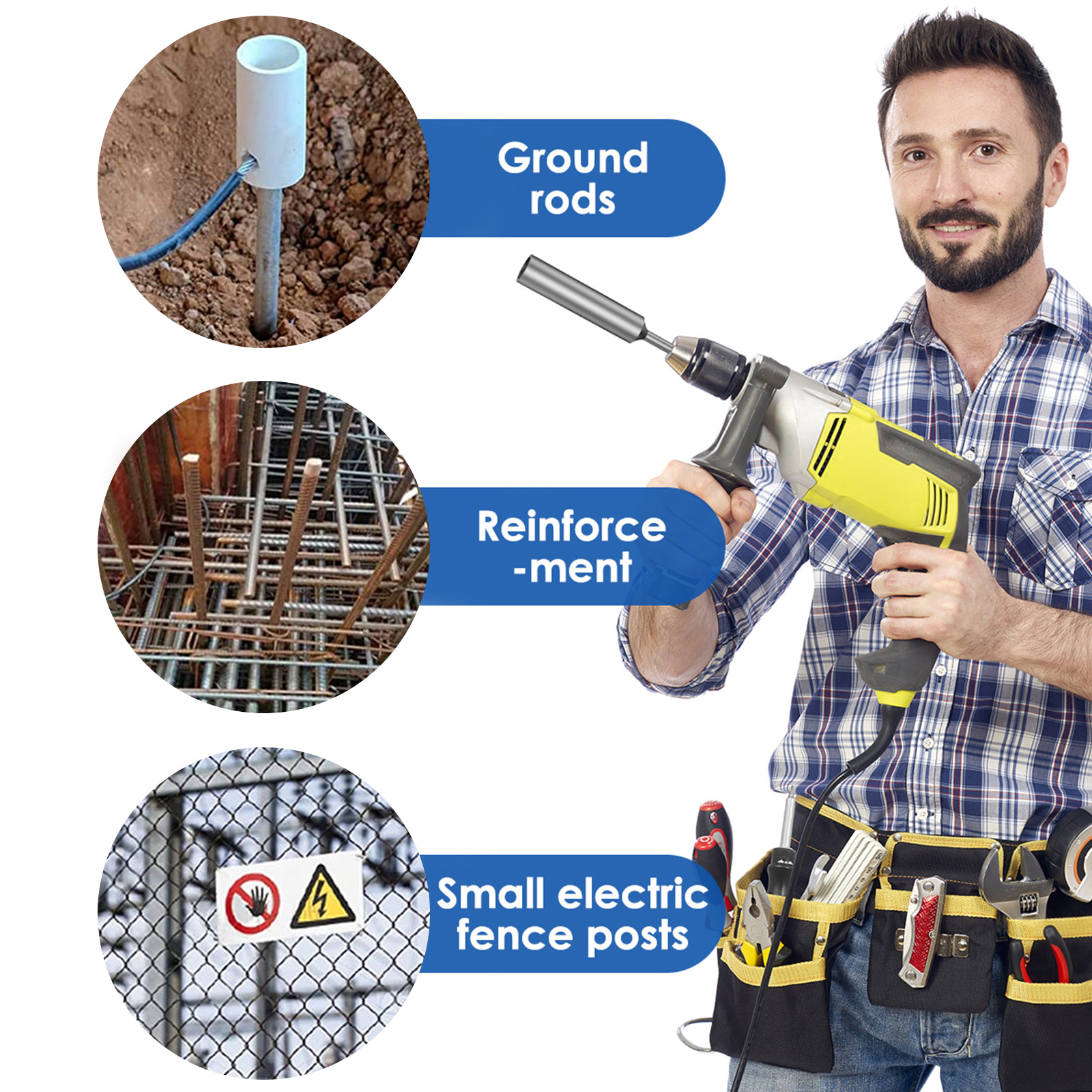 [Local delivery] SDS Plus Ground Rod Driver Durable 16mm/20mm Earth ...