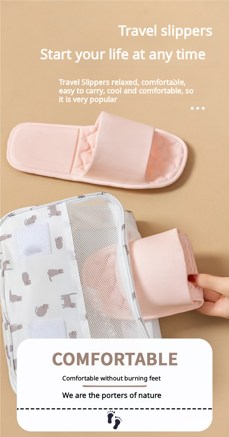 Foldable travel slippers Portable bathroom business slippers Hotel ...