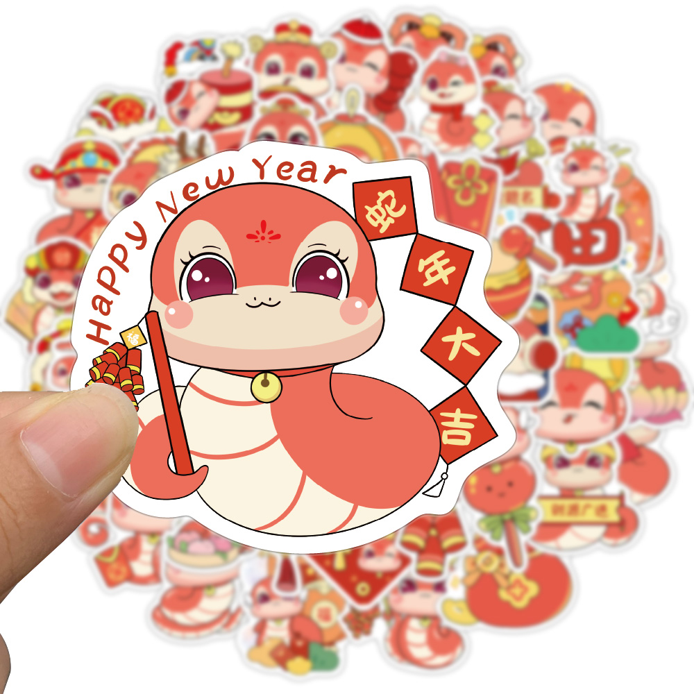 [Large Sticker]50pcs Chinese New Year Snake Year Stickers for Laptop ...