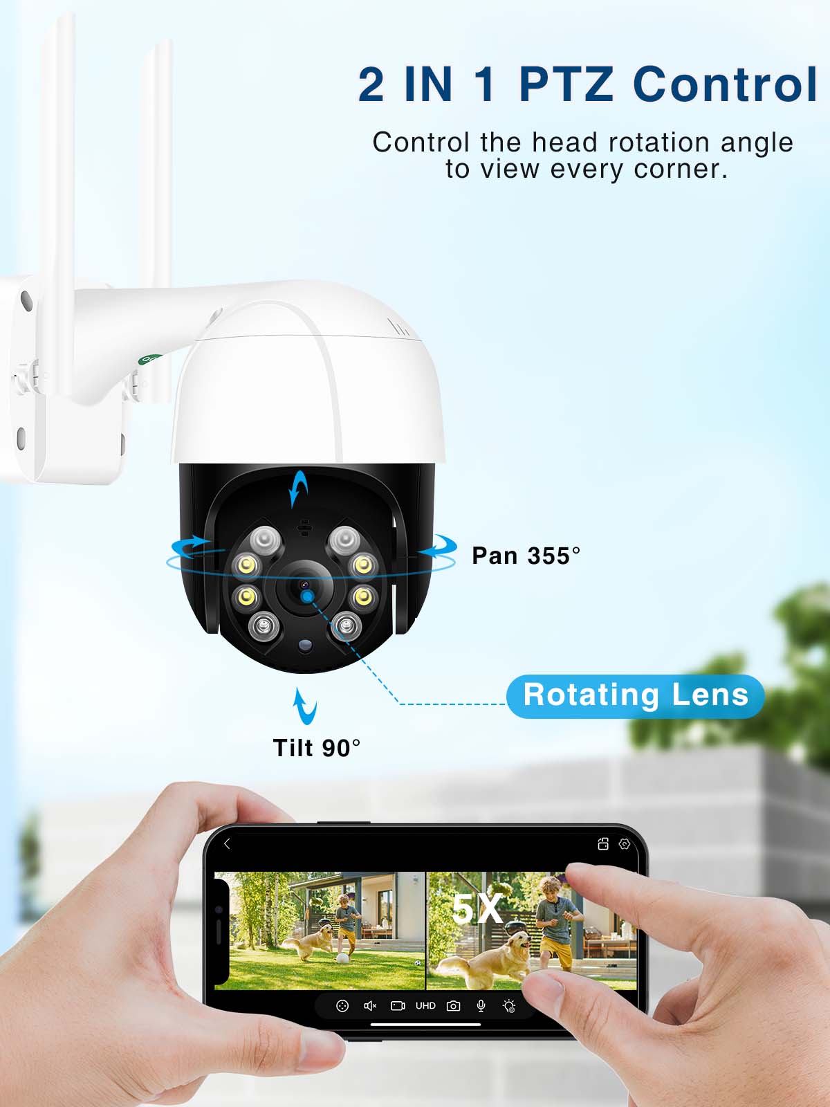 ANBIUX 5MP 5X Zoom Wireless Outdoor CCTV Camera HD Night Vision ...