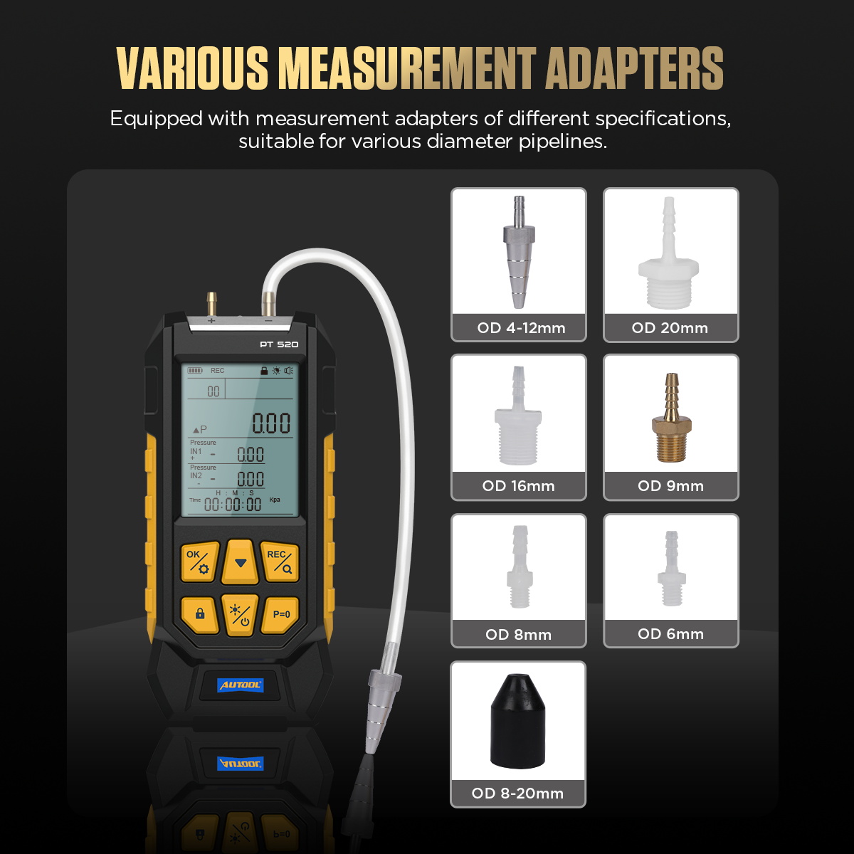 AUTOOL PT520 Digital Differential Manometer -100-200Kpa Air Pressure ...