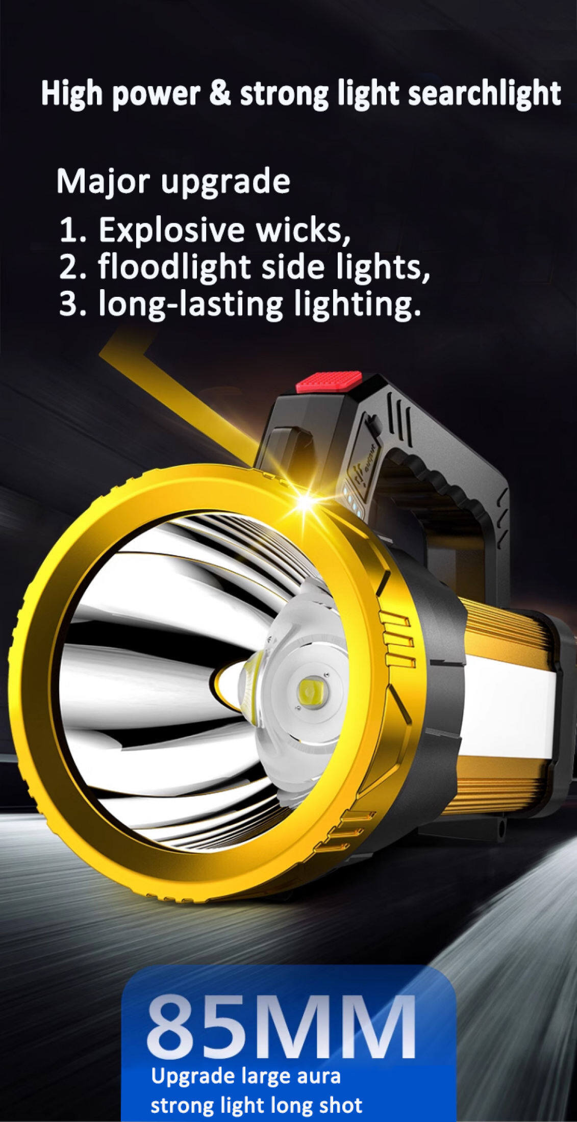 (1 year warranty) LED Wick + Side Lamp IPX7 Waterproof Searchlight ...
