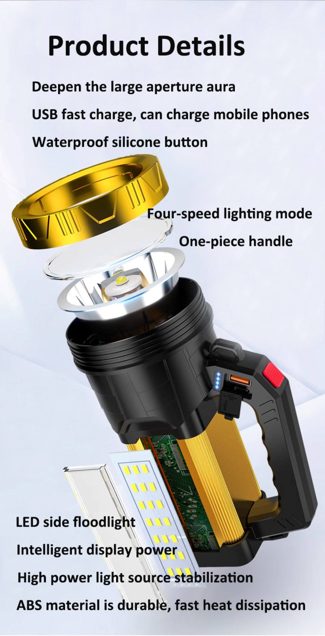 (1 year warranty) LED Wick + Side Lamp IPX7 Waterproof Searchlight ...