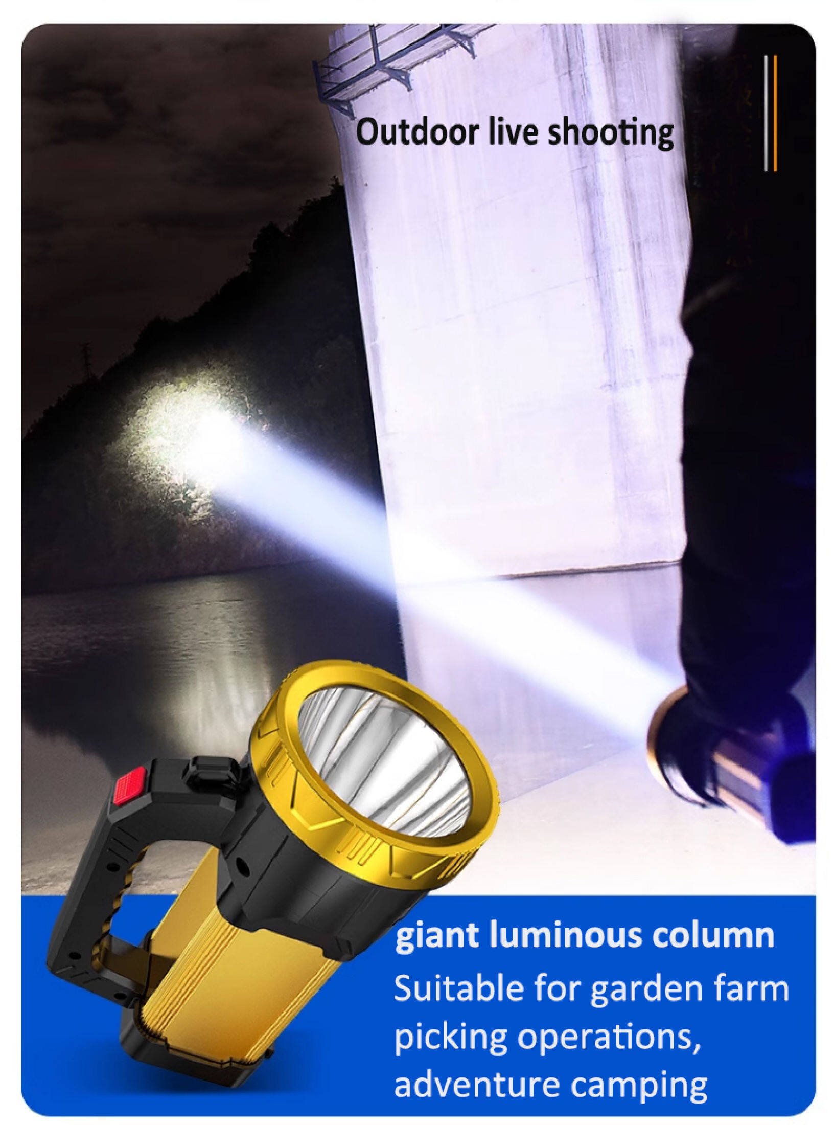 (1 year warranty) LED Wick + Side Lamp IPX7 Waterproof Searchlight ...