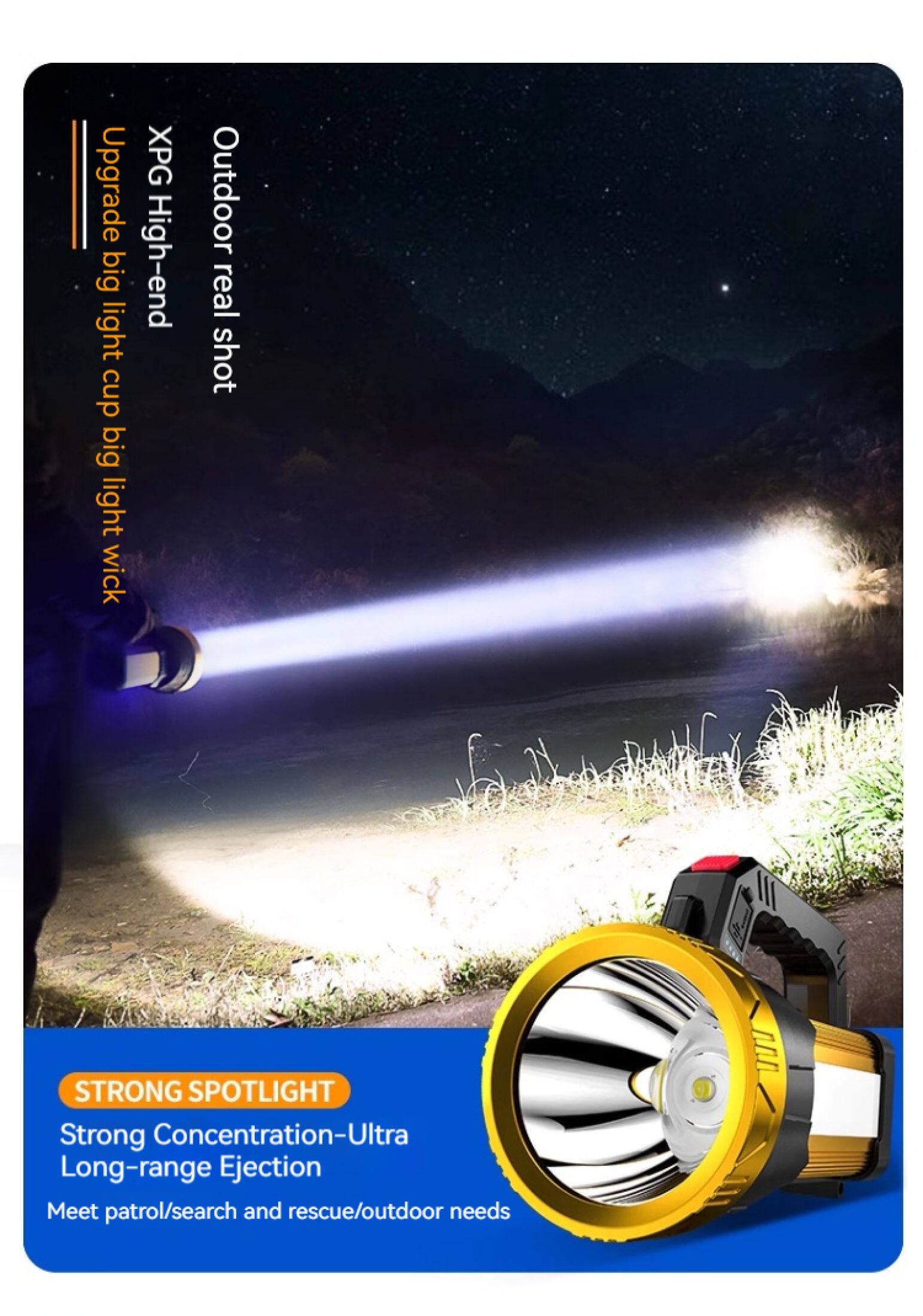 (1 year warranty) LED Wick + Side Lamp IPX7 Waterproof Searchlight ...