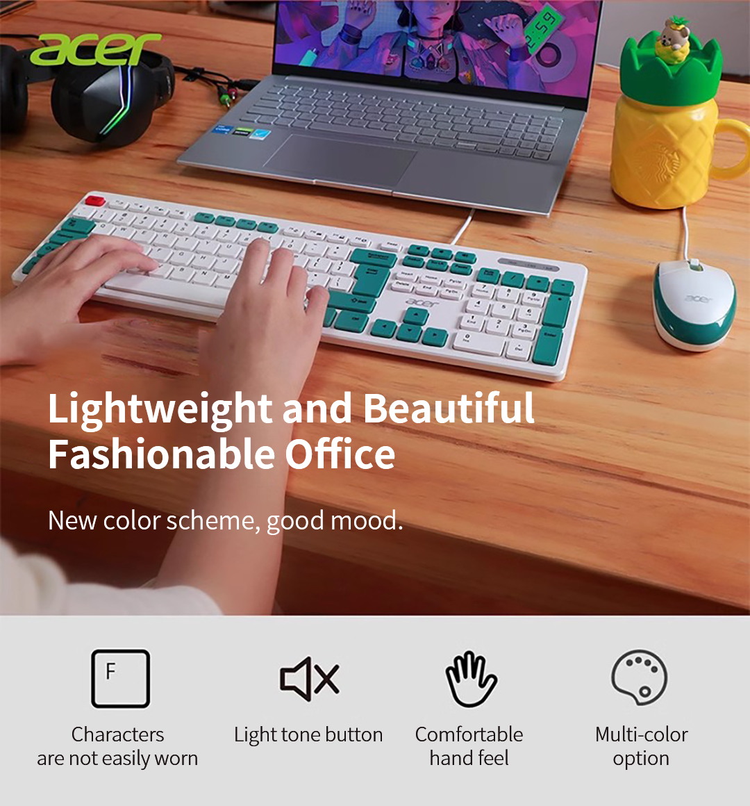 Acer Wired Keyboard OAK920 108 Keys Low Key Sound Office Keyboard ...