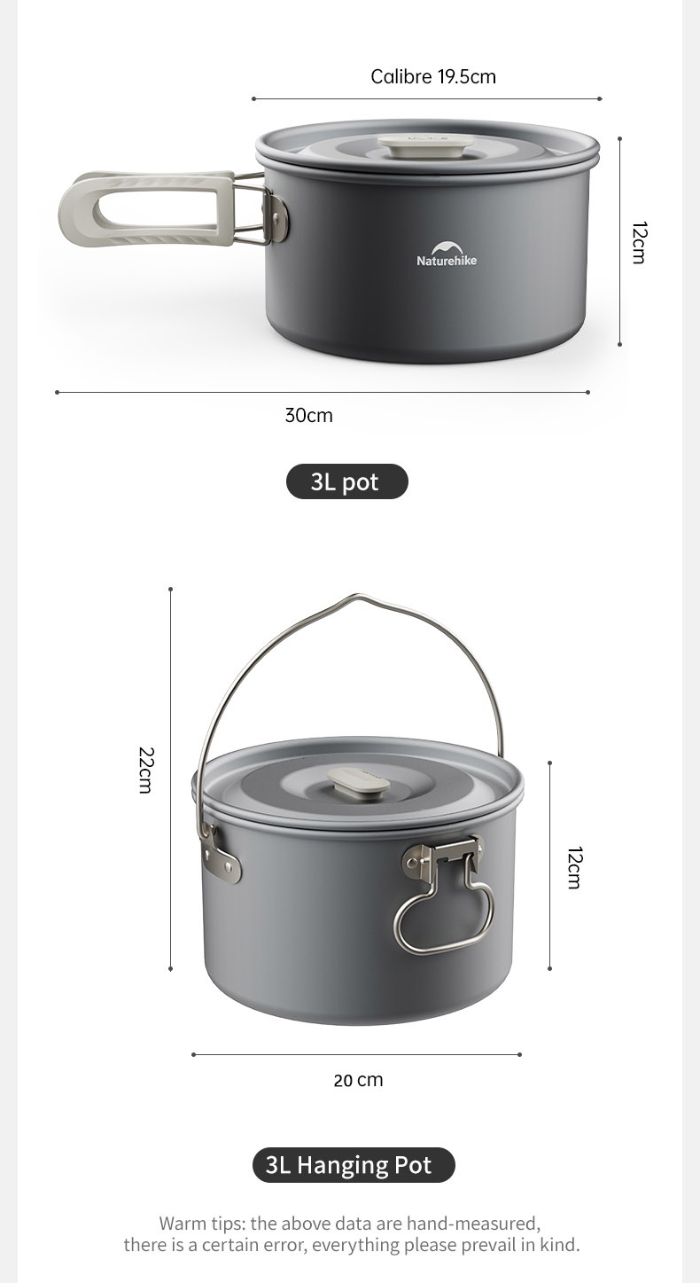 Naturehike Camping Cookware Aluminum Alloy Pot Outdoor Pot Set ...