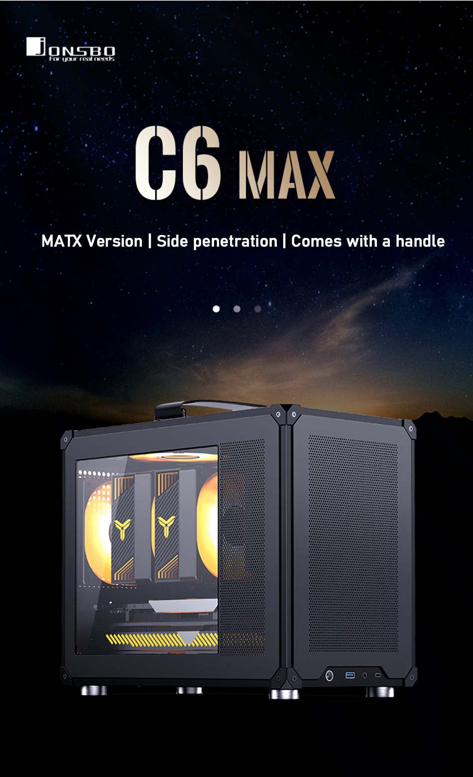 Jonsbo C6 Max Handle Case ITX M-ATX Side transparent Chassis ATX Power ...