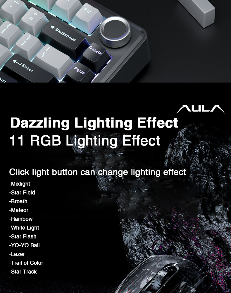 AULA SC630 Transparent Mouse Tri mode Luminous RGB Magnetic Seat ...