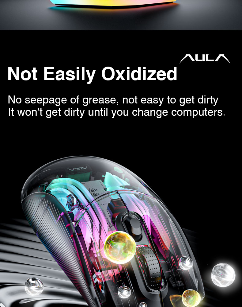 AULA SC630 Transparent Mouse Tri mode Luminous RGB Magnetic Seat ...