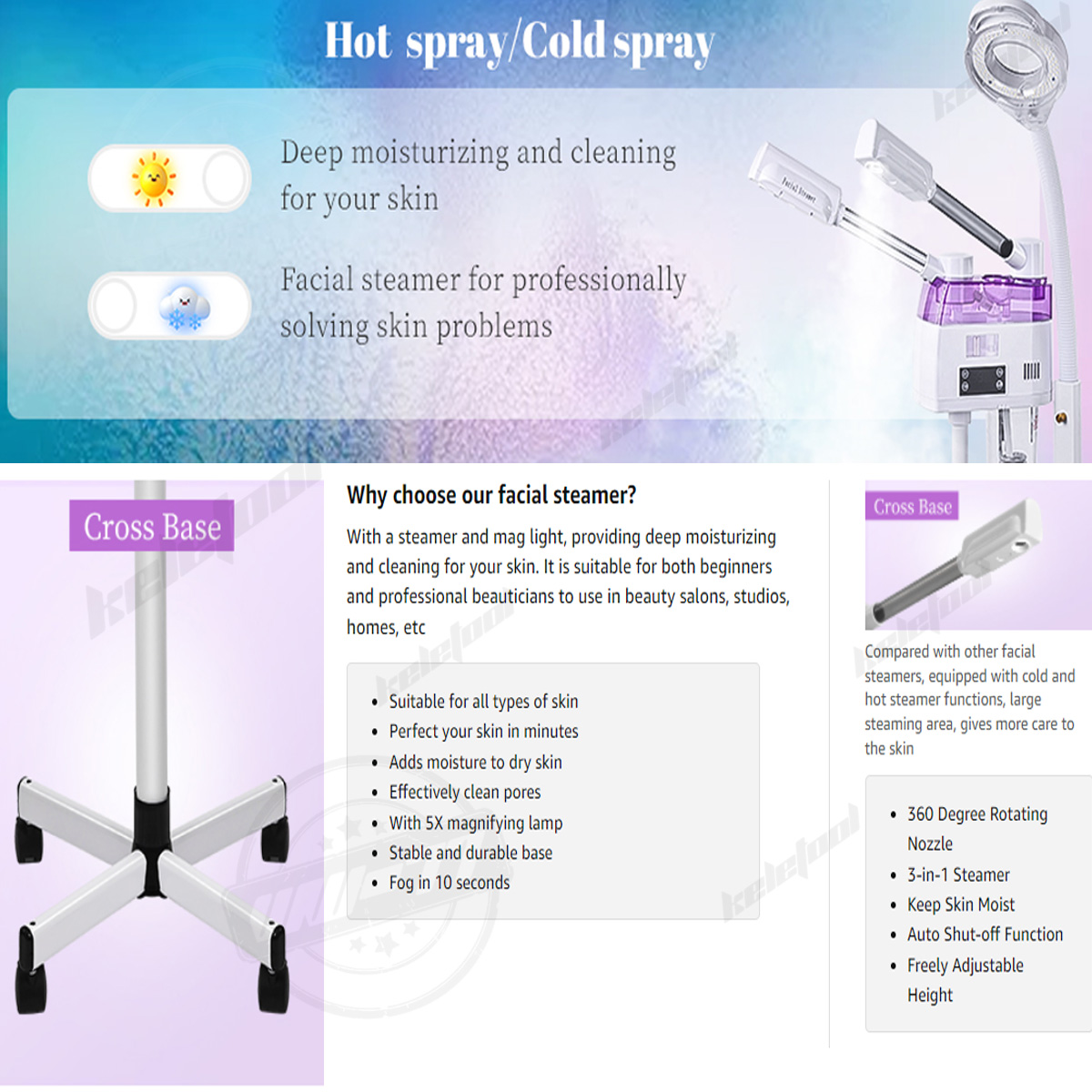Facial Steamer Hot Cold Spray Machine Beauty Spray Home Spa Ozone ...