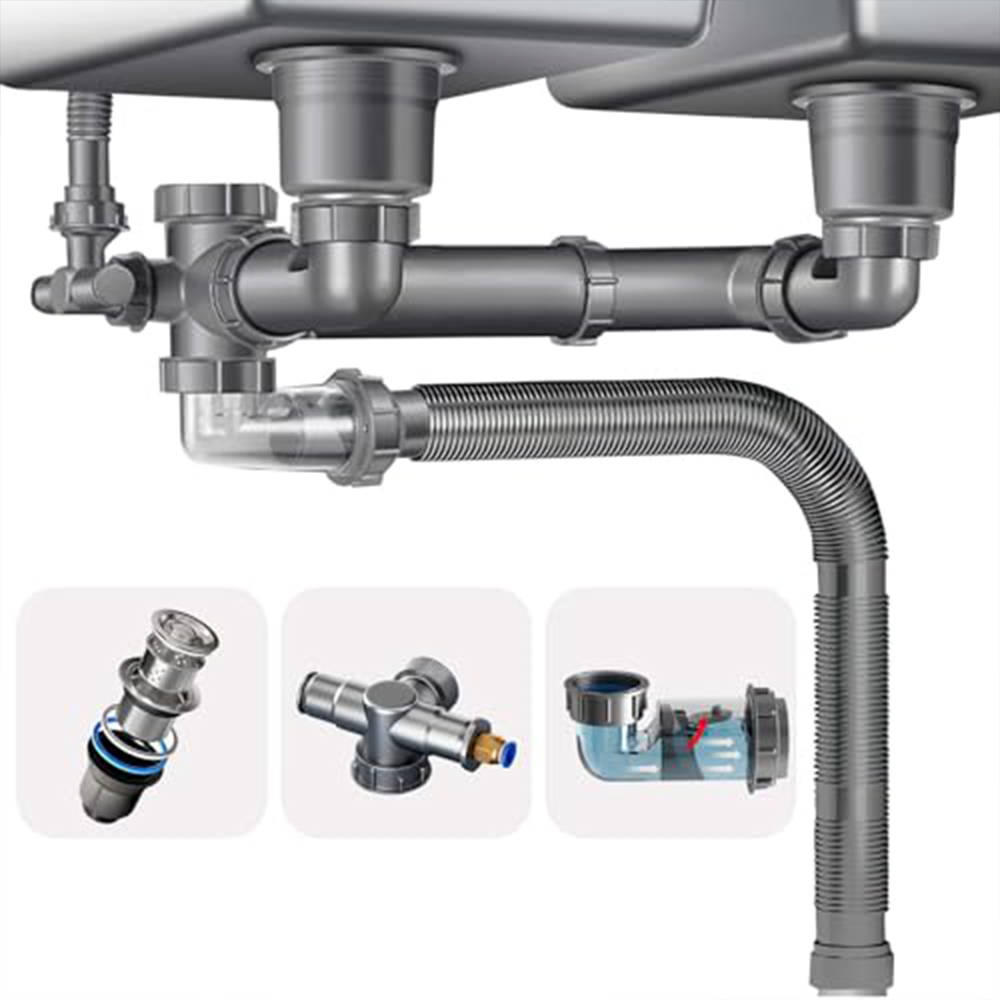Kitchen Sink Drain Hose double Universal Odor-Proof Anti-Clog High ...
